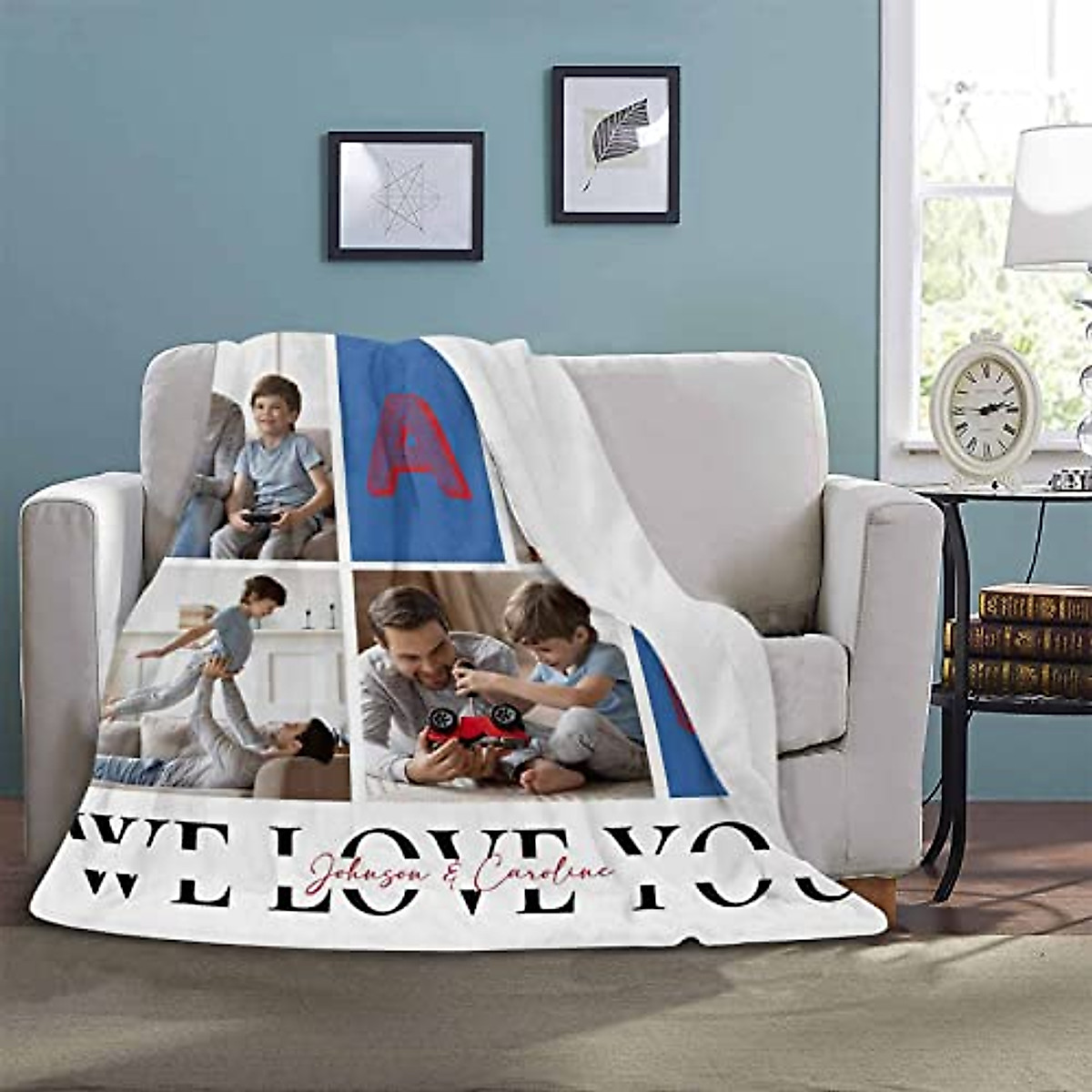 InterestPrint Personalized Dad Blanket from Daughter Son Wife, Grateful Love Birthday Gift Throws Blankets, Happy Father's Day Present Father Gifts Idea, 30 x 40 Inches