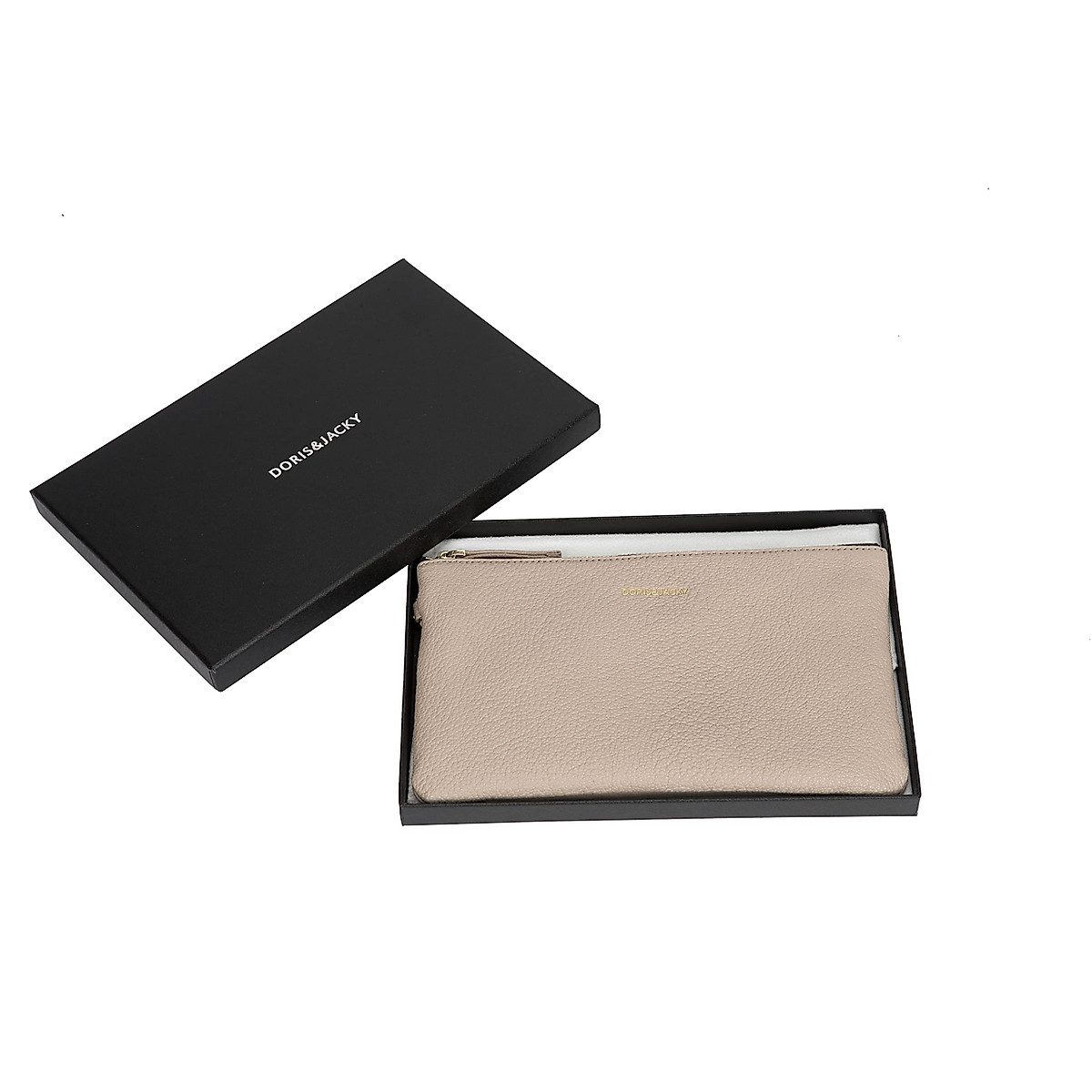 DORIS&JACKY Goatskin Leather Wristlet Clutch Wallet Cute Small Pouch Bag With Strap (Goatskin-grey, 4-grey)