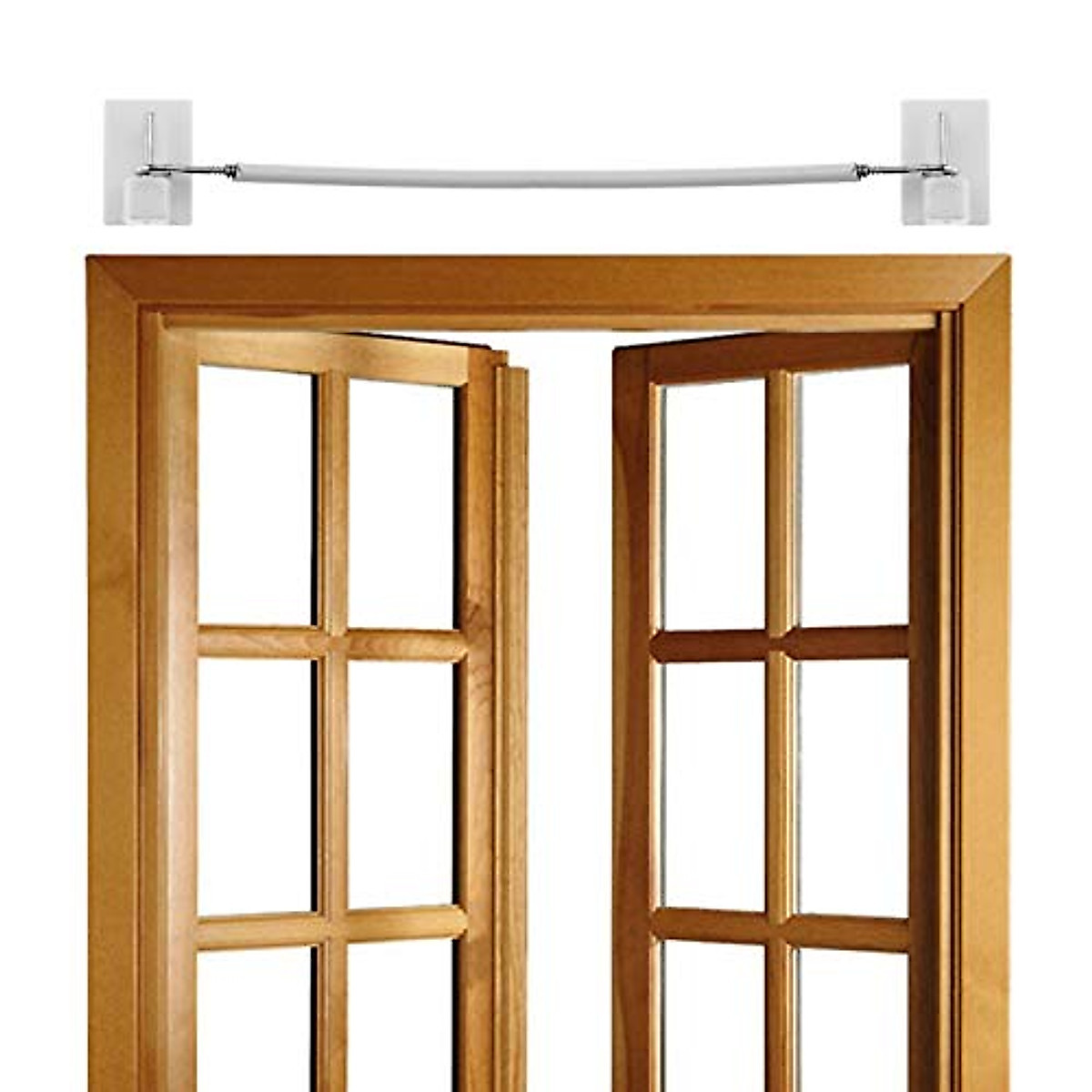 SING F LTD 17pcs Curtain Wire White Window Cord Cable with 8pcs Self-Adhesive Hooks 4 Pairs Hooks and Eyes Rods 3M Length