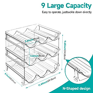 Sbosbo Water Bottle Organizer, Stackable Bottle Storage Rack, 3 Pack Water Bottle Holder for Kitchen Fridge Cabinet Organization and Storage, Plastic Wine Rack/Drink Bottle Holder, Clear