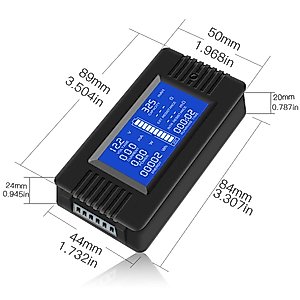 DC Multifunction Battery Monitor Meter,0-200V,0-10A (Widely Applied to 12V/24V/48V RV/Car Battery) LCD Display Digital Current Voltage Solar Power Meter Multimeter Ammeter Voltmeter