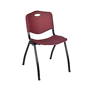 Cain 36" Square Breakroom Table- Maple & 4 'M' Stack Chairs- Burgundy