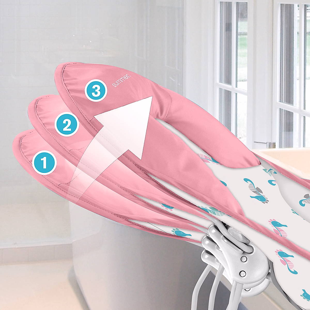 Summer Infant Deluxe Baby Bath Seat, Adjustable Support for Sink or Bathtub, Includes 3 Reclining Positions - Sea Horse