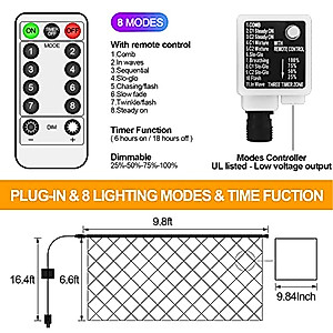 JXLEDAYY Christmas Net Lights 200 LED Outdoor Waterproof Mesh Lights for Bushes Connectable Christmas Outdoor Decorations Lights Plug in with Remote 8 Modes for Window Fence Garden Roof Decor