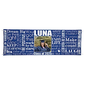 Let's Make Memories Personalized Graduation Photo Banner - Blue - Class of 2023 Banner - Dream Big Banner- Customize with Name, Year, Photo - 6ft