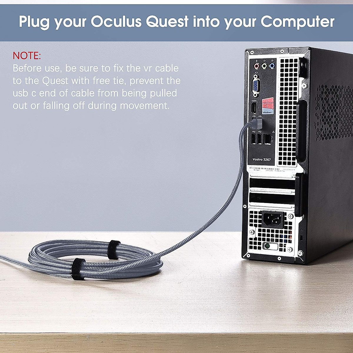 aceyoon 20ft Link Cable for Quest 2/1, USB 3.1 GEN1 Right Angle Braided VR Headset Cable, 5Gbps High Speed Data Transfer & Fast Charging VR Link Cable for Link/Rift S