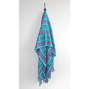 Del Mex Mexican Rebozo Shawl Blanket Doula (X-Large (9 ft x 5 ft), Turquoise)