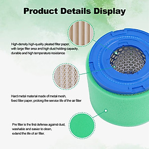 JICHEKU 393957 271794 Air Filter Fit for BS 393957 393957S 390930 4106 24519 7-18 HP Horizontal Engines JD PT9334 LG393957S LG393957 PT4301 Lawn Mower Ariens 02451900 24519 with 270782 Pre Filter
