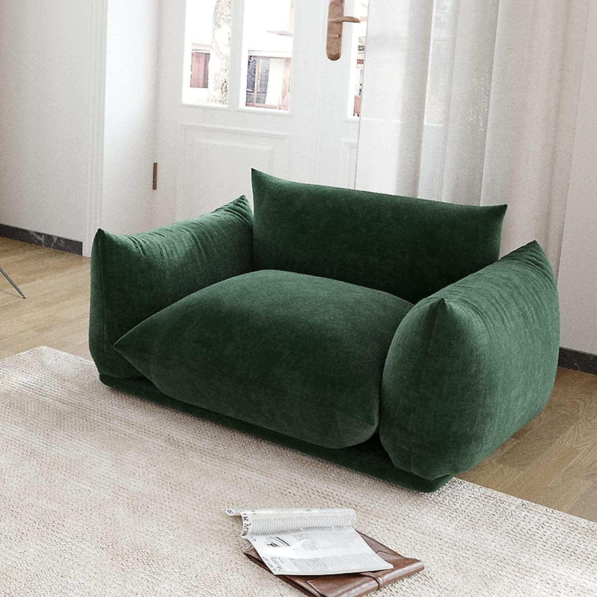 JACH Mid-Century Modern Comfy Sofa Couch with Thick Cushion, Chenille Single Accent Chair Deep Seat Couches, 50" Plush Sofas Furniture for Small Spaces Living Room Bedroom Office Apartment, Green