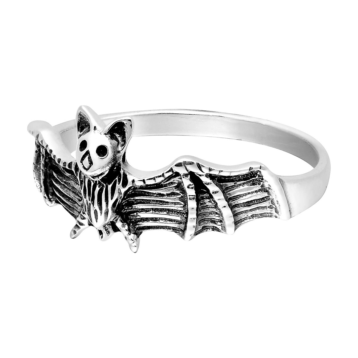 AeraVida Gothic Spooky Nocturnal Bat .925 Sterling Silver Ring | Statement Fashion, Gothic Ring | Casual Jewelry Gift | Size 5