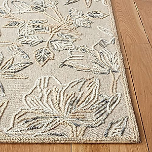 SAFAVIEH Trace Collection 4' x 6' Beige/Grey TRC803B Handmade Medallion Premium Wool Entryway Living Room Foyer Bedroom Accent Rug