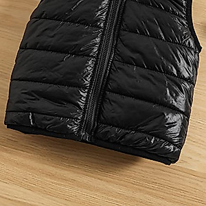 LOPJGH Toddler Baby Boys Girls Jacket Coats Bear Ears Hooded Solid Color Puffer Warm Down Coat Winter Outerwear (Black Vest, 5-6 years)