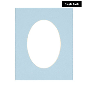 16x20 Mat Bevel Cut for 12x16 Photos - Precut Baby Blue Oval Shaped Photo Mat Board Opening - Acid Free Matte to Protect Your Pictures - Bevel Cut for Family Photos, Pack of 1 Matboard Show Kit with