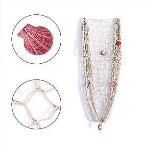 Rosoz Nature Fish Net Wall Decoration with Shells, Ocean Themed Wall Hangings Fishing Net Party Decor for Pirate Party,Wedding,Photographing Decoration