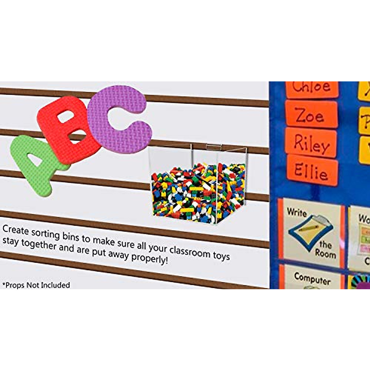 Marketing Holders 6 Pack 4 Inch Slatwall Retail Bin Clear Acrylic Merchandise Storage Organizer Bulk Product Dump Container Lucite Single Pocket Caddy for Retail Stores and Service Centers