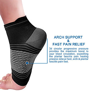 Plantar Fasciitis Socks Womens, Ankle Compression Socks Arch Support Socks for Heel Pain Relief, Boost Blood Circulation, Relieve Arch Pain, Heel Compression Sleeve Reduce Foot Swelling, Black XL
