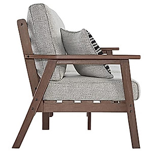 Signature Design by Ashley Outdoor Emmeline HDPE Patio Sofa with Cushion, Brown