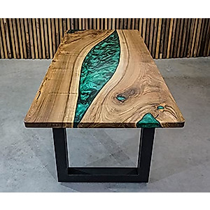 Epoxy Table, Live Edge Wooden Table, Epoxy Resin River Table, Natural Wood,Dining Table, Natural Epoxy Table, Resin Table 42" x 24" Inch