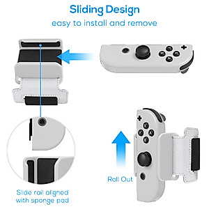 Upgraded Wrist Bands Strap for Switch Just Dance 2023/2022/2021/2020/2019, Adjustable Wrist Strap Wristbands Sets Compatible with Switch/Switch OLED Controllers for Zumba, Two Size, 2 Pack-White
