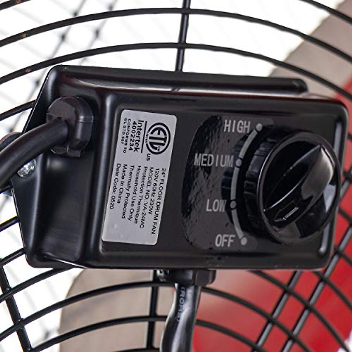 Vie Air 24 Inch Commercial Floor Drum Fan in Red