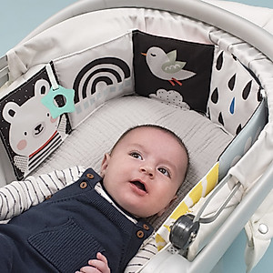 Baby Steps Angel Bear Black White High Contrast Baby Soft Cloth Book Tummy Time Toys,Baby Safe Mirror Teether Early Educational for Infants Toddlers Sensory,0-3 Yrs Newborn Crinkle Book for Babies