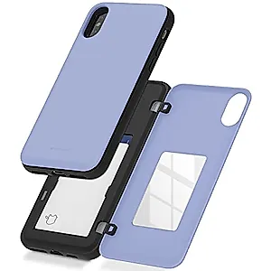 GOOSPERY Magnetic Secure Bumper Compatible with iPhone Xs Case/iPhone X Case, Card Holder Wallet Case, Easy Magnet Auto Closure Dual Layer Protection Sleek iPhone Case Sticky Mirror – Purple
