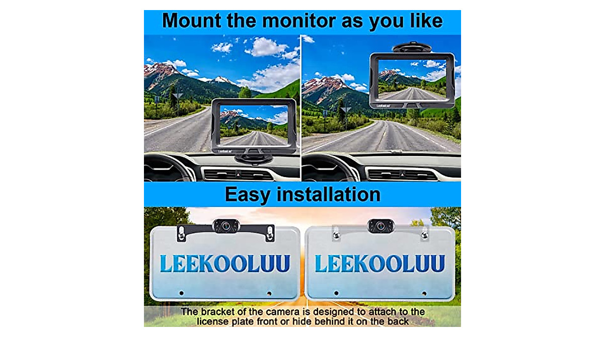 LeeKooLuu 1080P Backup Camera Kit: 5" Monitor, Night Vision