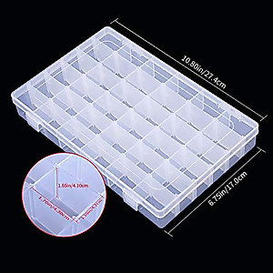 Benbilry 36 Grids Plastic Organizer Box w/Adjustable Dividers