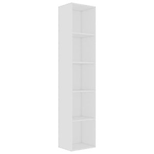 vidaXL Book Cabinet Home Living Room Bedroom Office Rack Organizer Side Storage Shelf Bookcase Cabinet Furniture White Engineered Wood