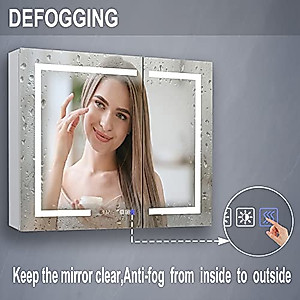 ExBrite Lighted Medicine Cabinet,36x30 in Medicine Cabinets for Bathroom with Mirror,Surface or Recessed Mount LED Medicine Cabinet,3-Layer Storage Shelves,Defog,Dimming,Clock