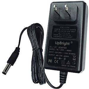UpBright 48V 0.4A AC/DC Adapter Compatible with S.R. SR Smith 1001530 SR1001530 Lift Operator Battery Charger LiftOperator CENB1020A4803B01 CENB1020A4803801 SL Power & Ault 48VDC 400mA Supply Cord PSU