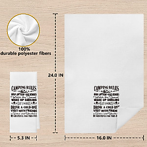 Happy Camper Camping Rules Absorbent Kitchen Towels And Dishcloths 16×24 Inches Set Of 4,Campsite RV Cabin Tent Hand Towel Dish Towel Tea Towel For Kitchen Bathroom Decor,Campers Camping Lovers Gifts