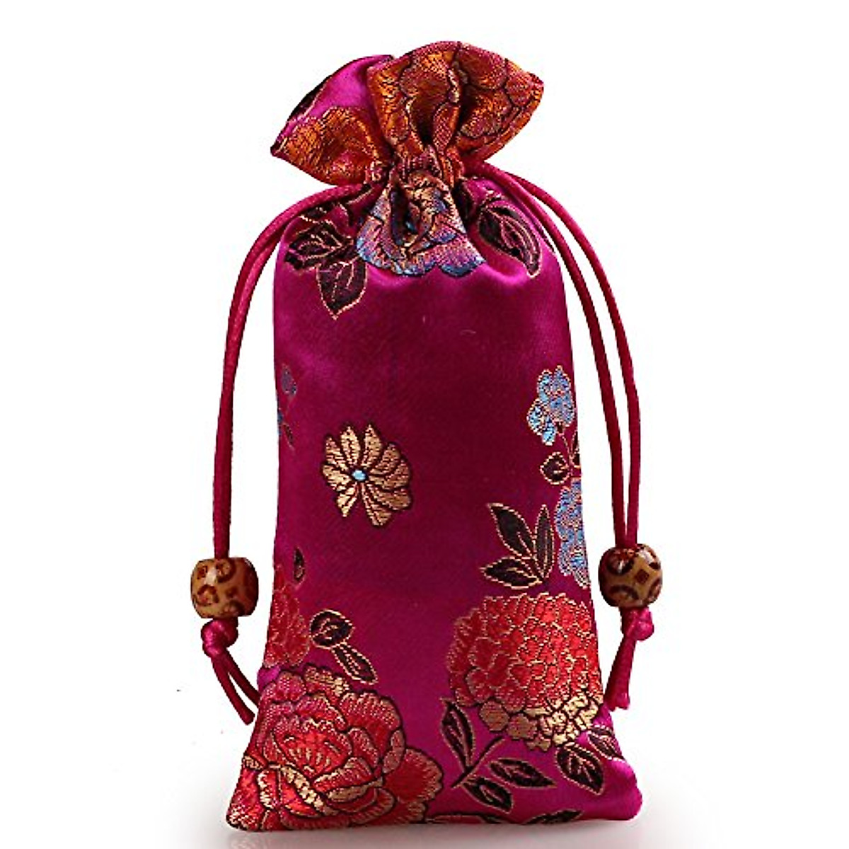 Startdy Silk brocade Double layer Drawstring Pouch Candy Sachet wallet Jewelry bag W3"H6" (6pcs )