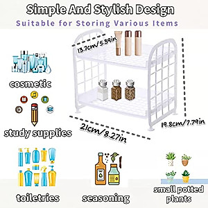 Wellcun Plastic Kitchen Organization Storage Shelf Rack, 2 Tier Cabinet Shelf Organizers, Office Desk Shelf Organizers and Accessories White, Dresser Organizer, Bathroom Organizer Storage (White)