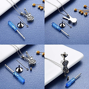 925 Sterling Silver Guitar Cremation Jewelry for Ash - Guitar Locket Urn Necklace Musical Memorial Pendant Bereavement Keepsake Gift for Loss of Guitarist or Music Lover (guitar Urn holds ashes)