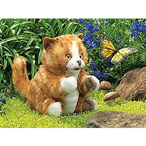 Folkmanis Orange Tabby Kitten Hand Puppet Orange, White, 1 EA