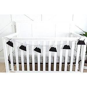 ELLA & MAX Kids Nursery Decor Mountain Garland Banner Black Felt Bunting, Woodland Theme Nursery, Rustic Nursery Decor. Handmade in USA.