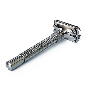 G.B.S Adjustable DE Butterfly Razor Stainless Steel Knurled Handle