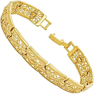 LIFETIME JEWELRY Filigree Bracelet for Women and Men 24k Real Gold Plated Charm (Gold, 9)