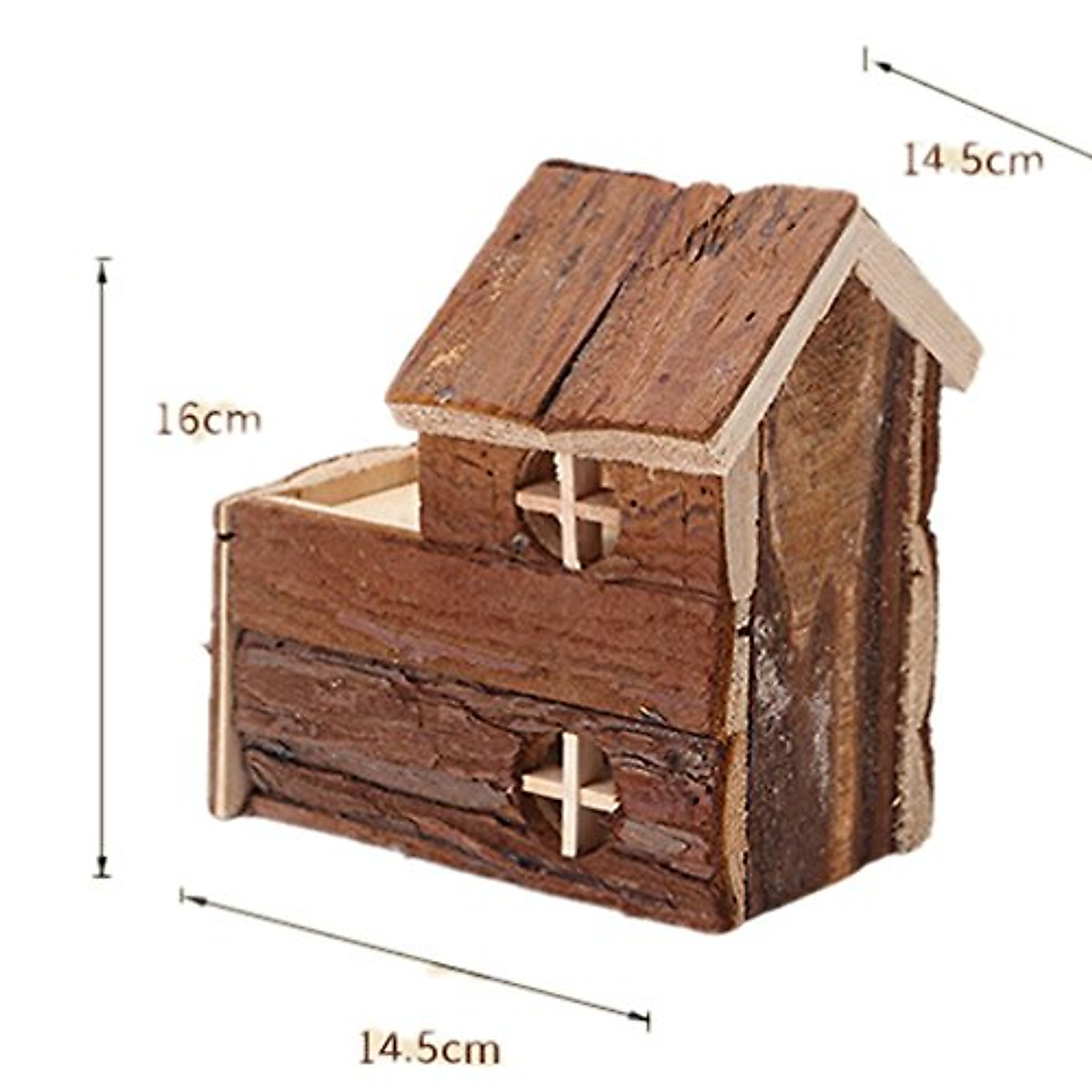 emours Natural Chewable Hamster Hideout Wooden Hut Play House, Small