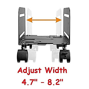 Mount Plus MP-CPB-4 2 Pack Black Computer Tower Desktop ATX-Case, CPU Steel Rolling Stand, Adjustable Mobile Cart Holder with Locking Caster Wheels (2 Pack Cart)