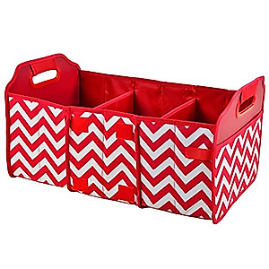 Picnic at Ascot Original Folding Trunk Organizer With Cooler, Red Chevron