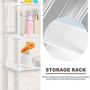 Over the Toilet Storage Cabinet, 3-Tier Bathroom Storage Shelves, Freestanding Behind Toilet Storage Standing Shelf, Above Toilet Storage Rack, Space Saver Bathroom Washroom Organizer for Home (White)