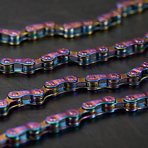 YBEKI Bike Chain 6/7/8/9/10/11 Speed Bicycle Chain 1/2 x 11/128 Inch 116 Links (6/7/8 Speed, Multicolour, 1)