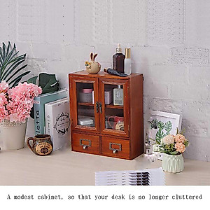 RZGZKLSH Rustic Vintage Mini Wood Counter Top Cabinet, Wall Mount Pine Display Case, Medicine Cabinet, Cabinet That Sits on Countertop-Floating Shelf Cabinet Organization12 x4.7"x14"(Brown)