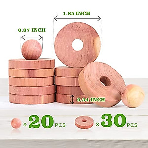 Cedar Blocks for Clothes Storage Cedar Variety 50 Pack, 30 Cedar Rings & 20 Cedar Balls 100% Natural Aromatic Cedar Accessories for Closets & Drawers (50Pack-Rings & Balls)
