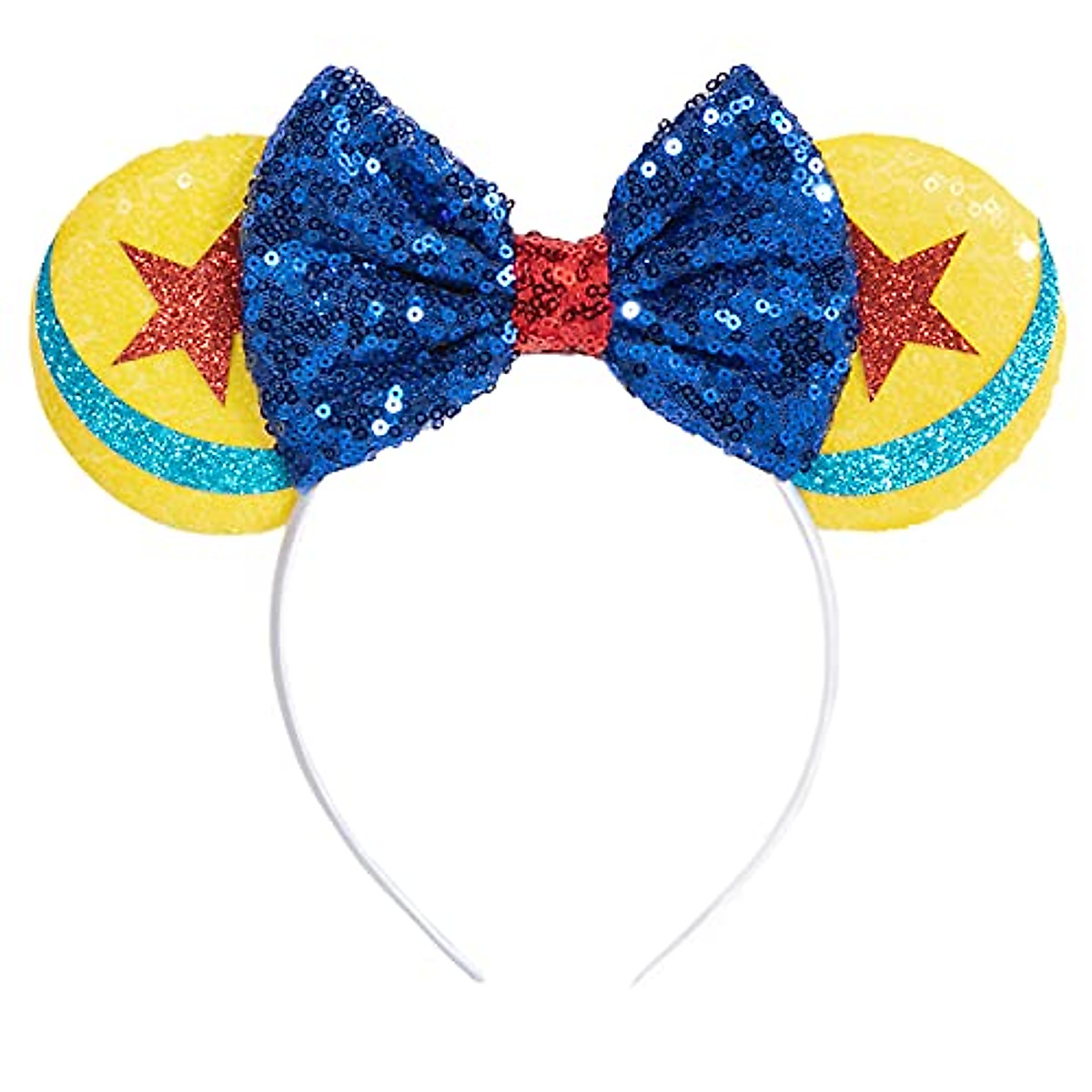 CHuangQi Mouse Ears Headbands with Shiny Bow, Double-sided Sequins Glitter Hair Band, for Birthday Party, Celebration or Event (XC22)