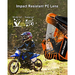 BELINOUS Kid Riding Goggles for ATV Dirt Bike Motorcycle Motorcross MX, UV Protectioin, Youth Dirt Bike Goggles for Kids 3-12 with Soft Strap, Orange