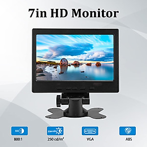 Wendry 7 Inch Monitor,1080P HDMI Computer Monitor,16:9 LED Backlight Display for,Portable VGA AV HDMI Computer Screen with Stand for Car Display, CCTV, LCD Full HD Monitor