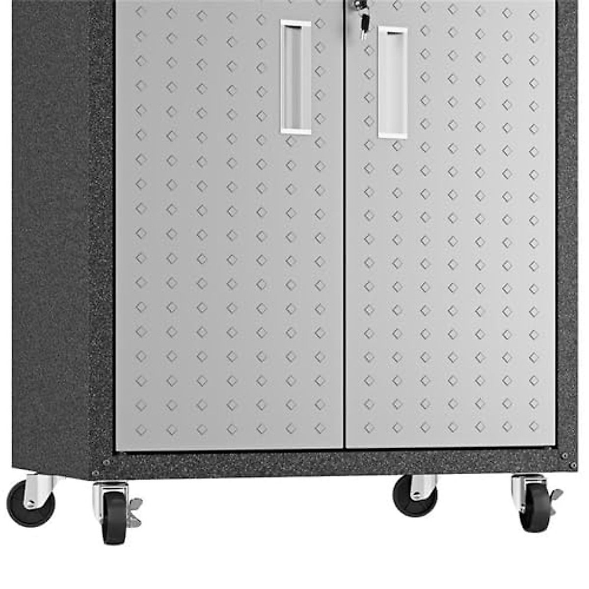 Pemberly Row Metal 2 Door Mobile Garage Storage Cabinet with Lock in Gray